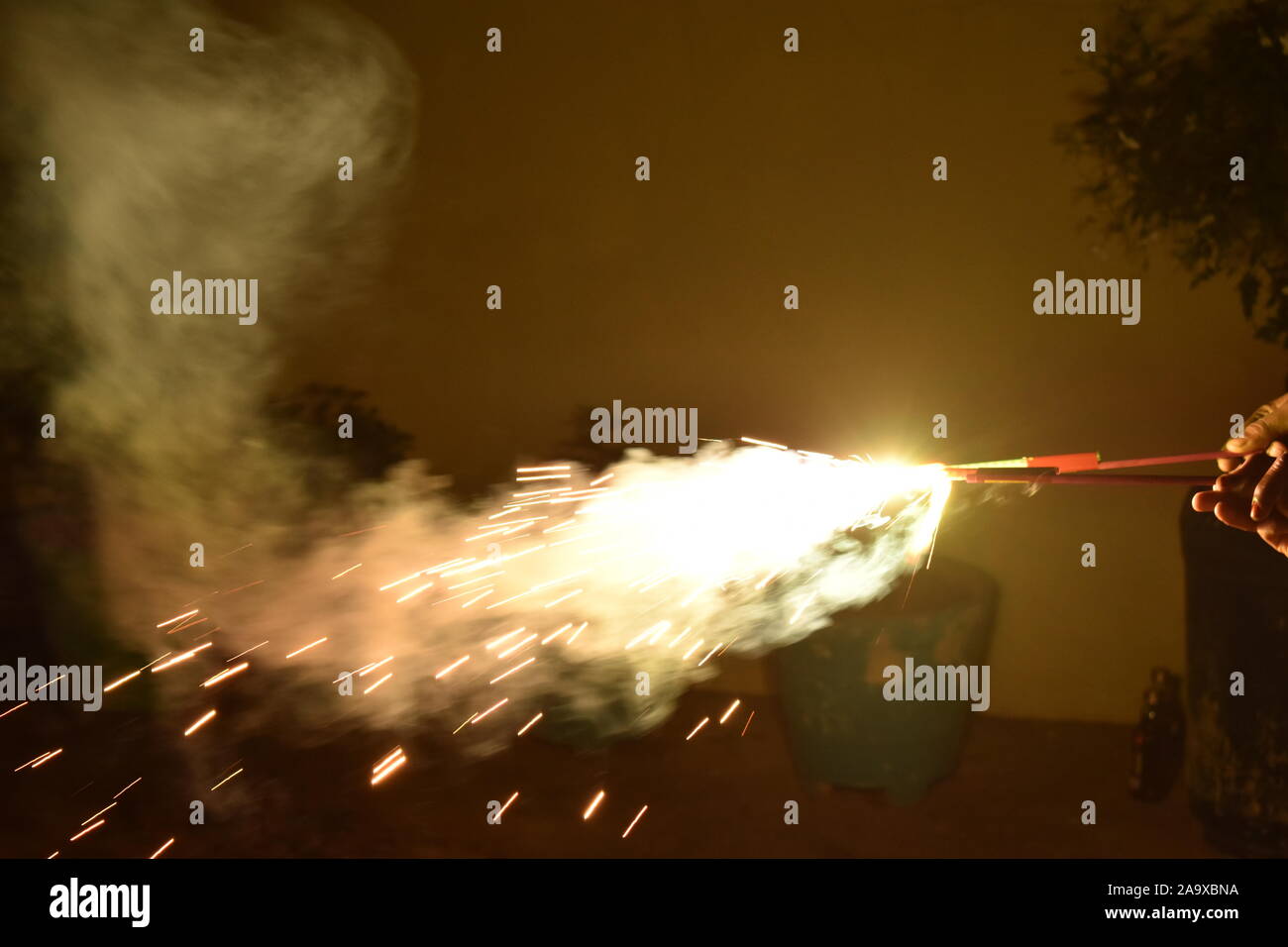 Celebration with illustration of exploding Firecracker A long exposure ...