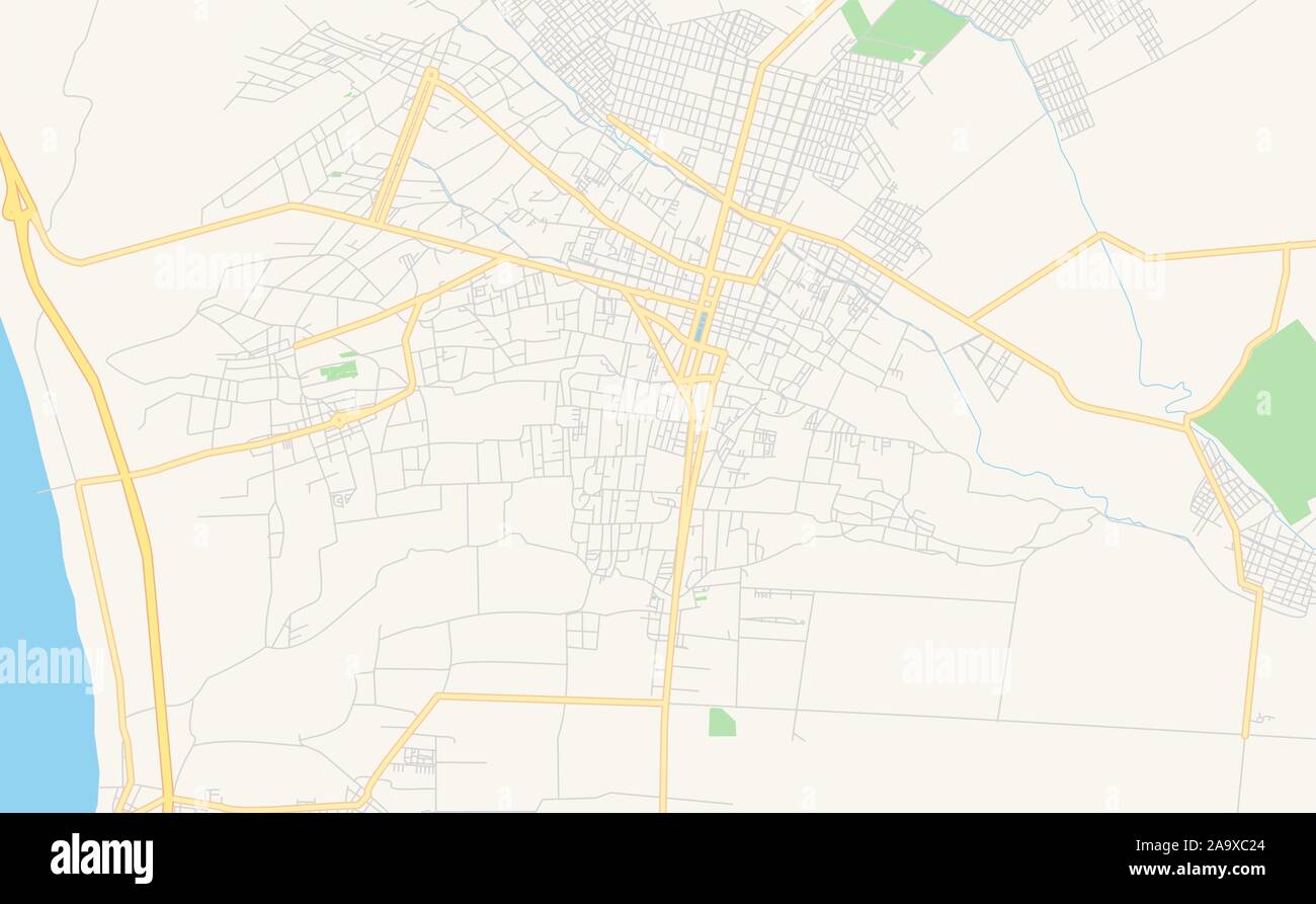 Printable street map of Chincha Alta, Peru. Map template for business ...