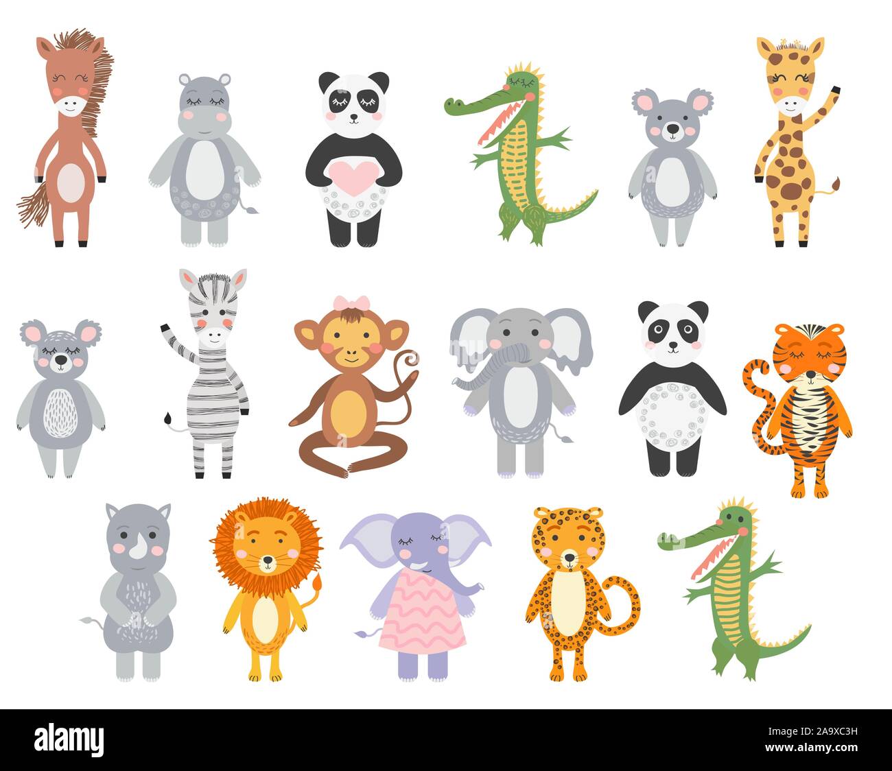 Cute Scandinavian Style Animals and Design Elements Stock Vector Image ...