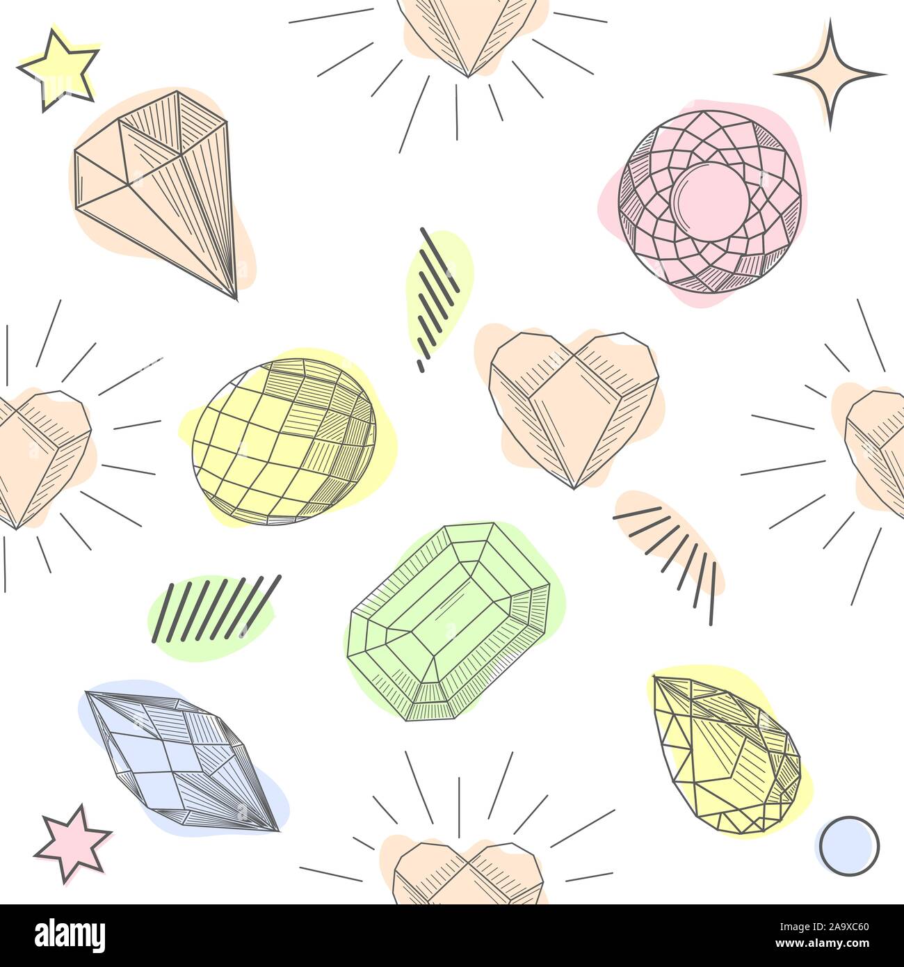 Seamless pastel diamonds pattern. Background with colorful gemstones ...