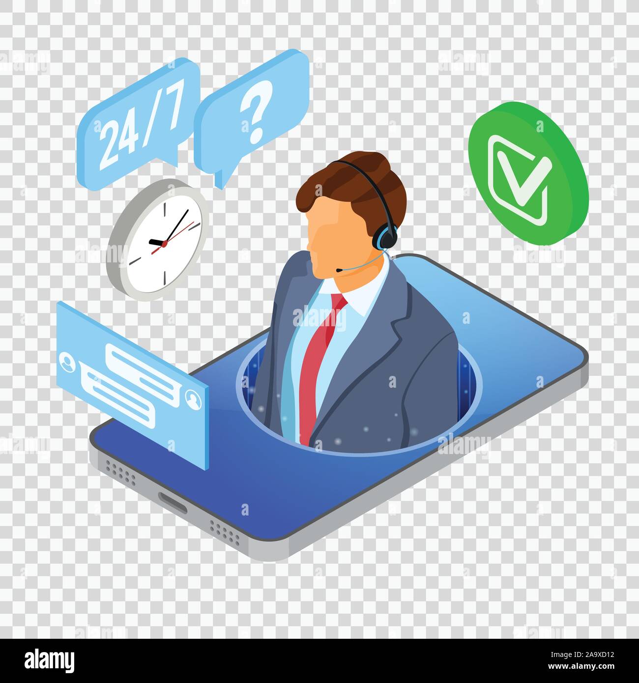 Isometric Online Customer Support Stock Vector Image & Art - Alamy