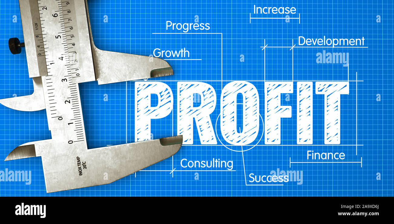 PROFIT Measuring. Business Concept with Blueprint and Caliper Stock ...