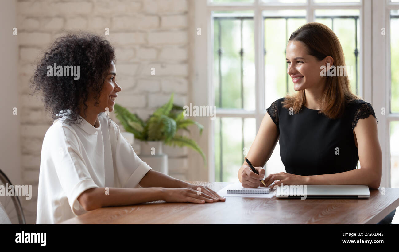 Woman conducting interview hi-res stock photography and images - Alamy