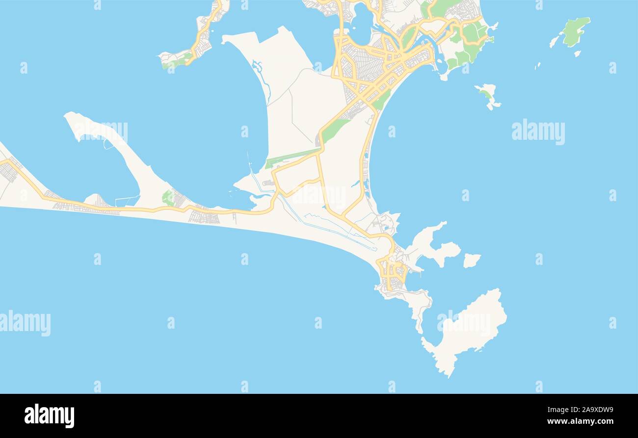 Printable street map of Cabo, Brazil. Map template for business use ...