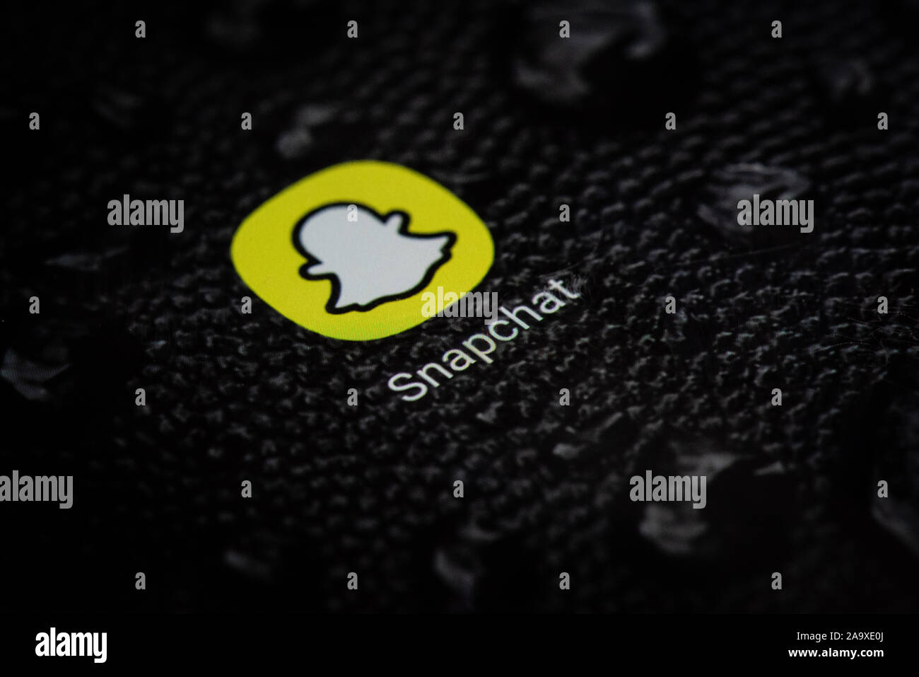 Snapchat on smart phone screen, mobile device, the popular photo and ...