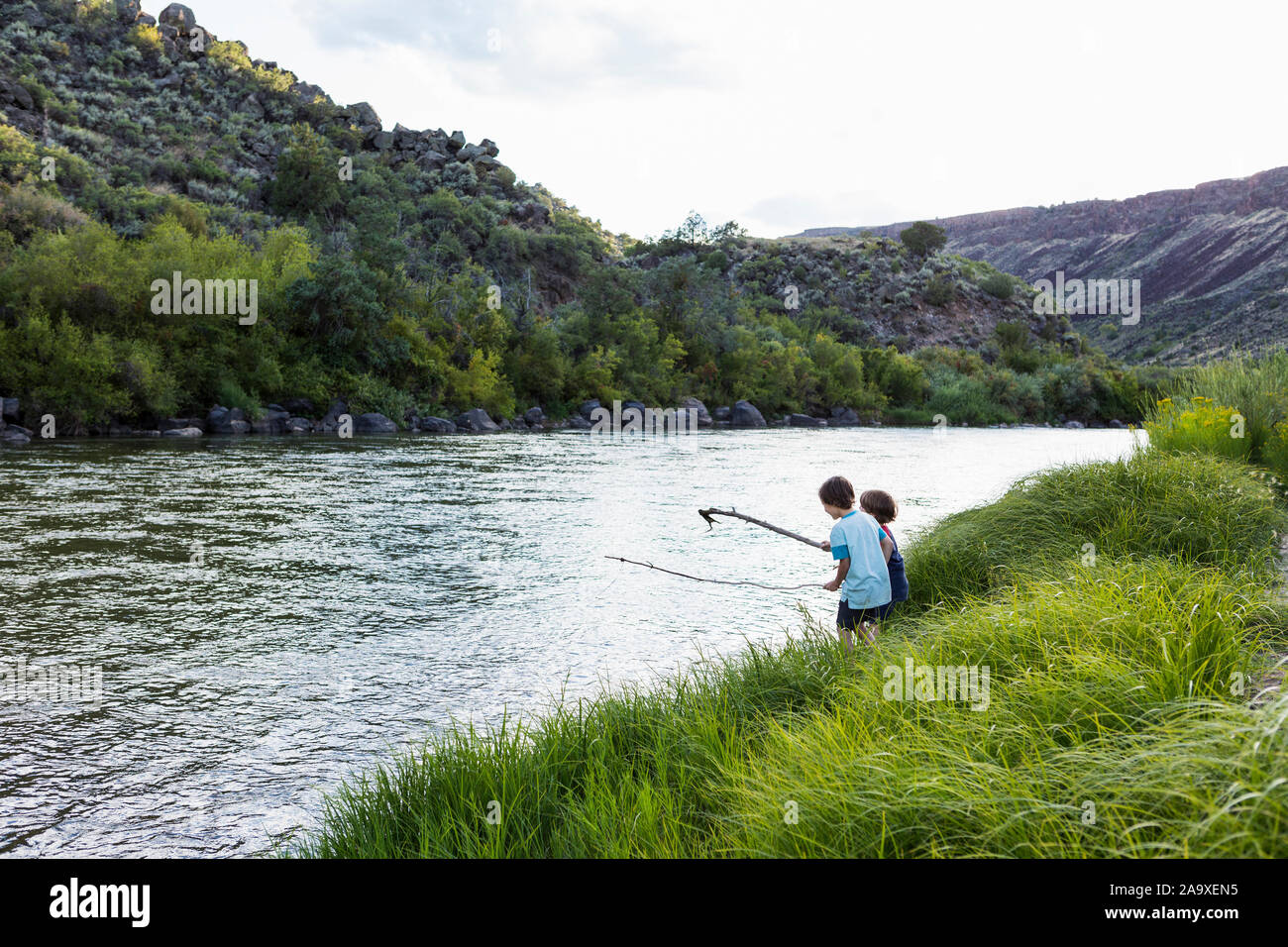Two boys playing river hi-res stock photography and images - Alamy