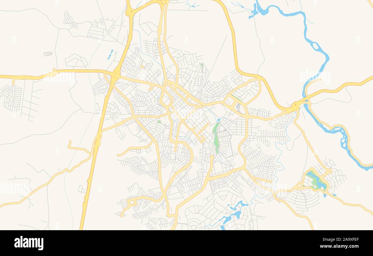 Printable street map of Itu, Brazil. Map template for business use ...