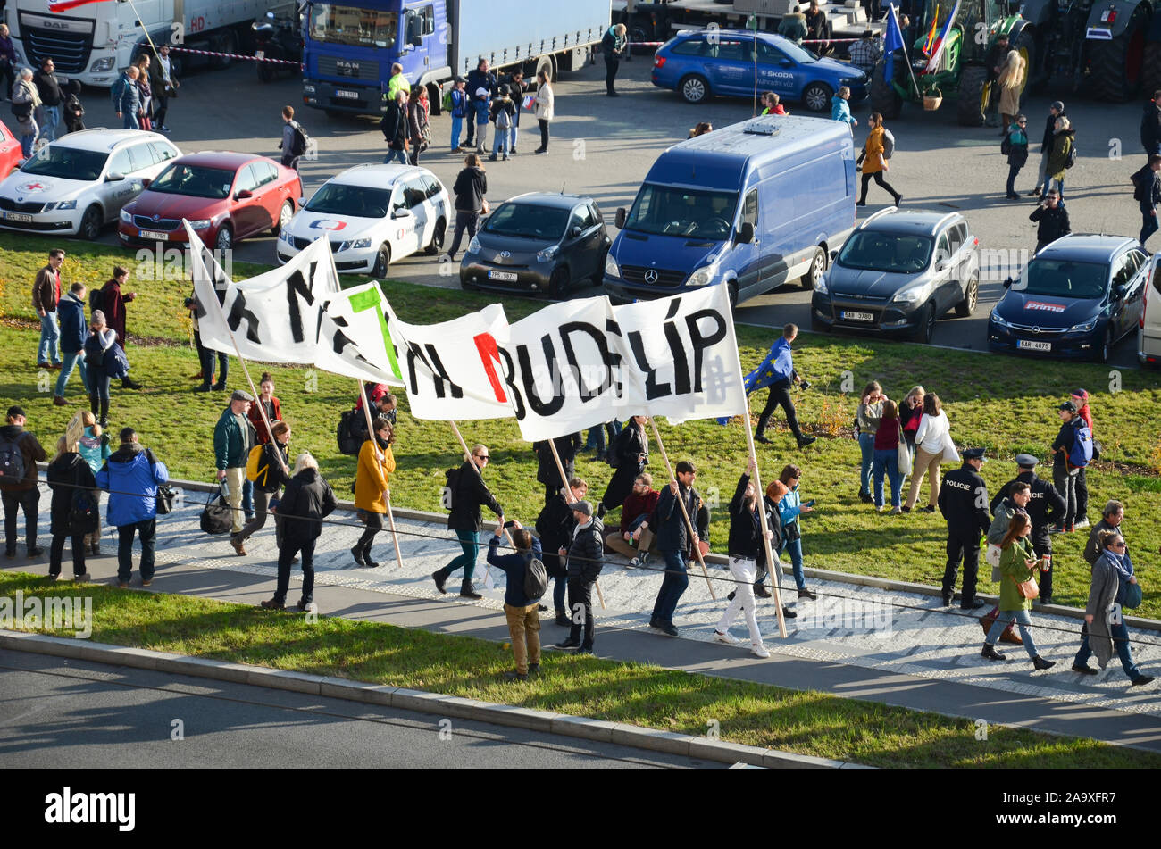Prague, Czech Republic - Nov 16, 2019: Crowd protests against Prime ...