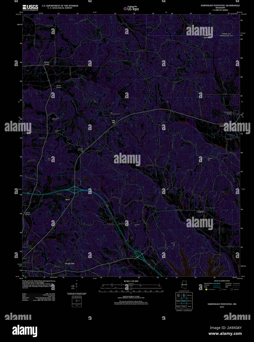 Map of pontotoc mississippi hi-res stock photography and images - Alamy