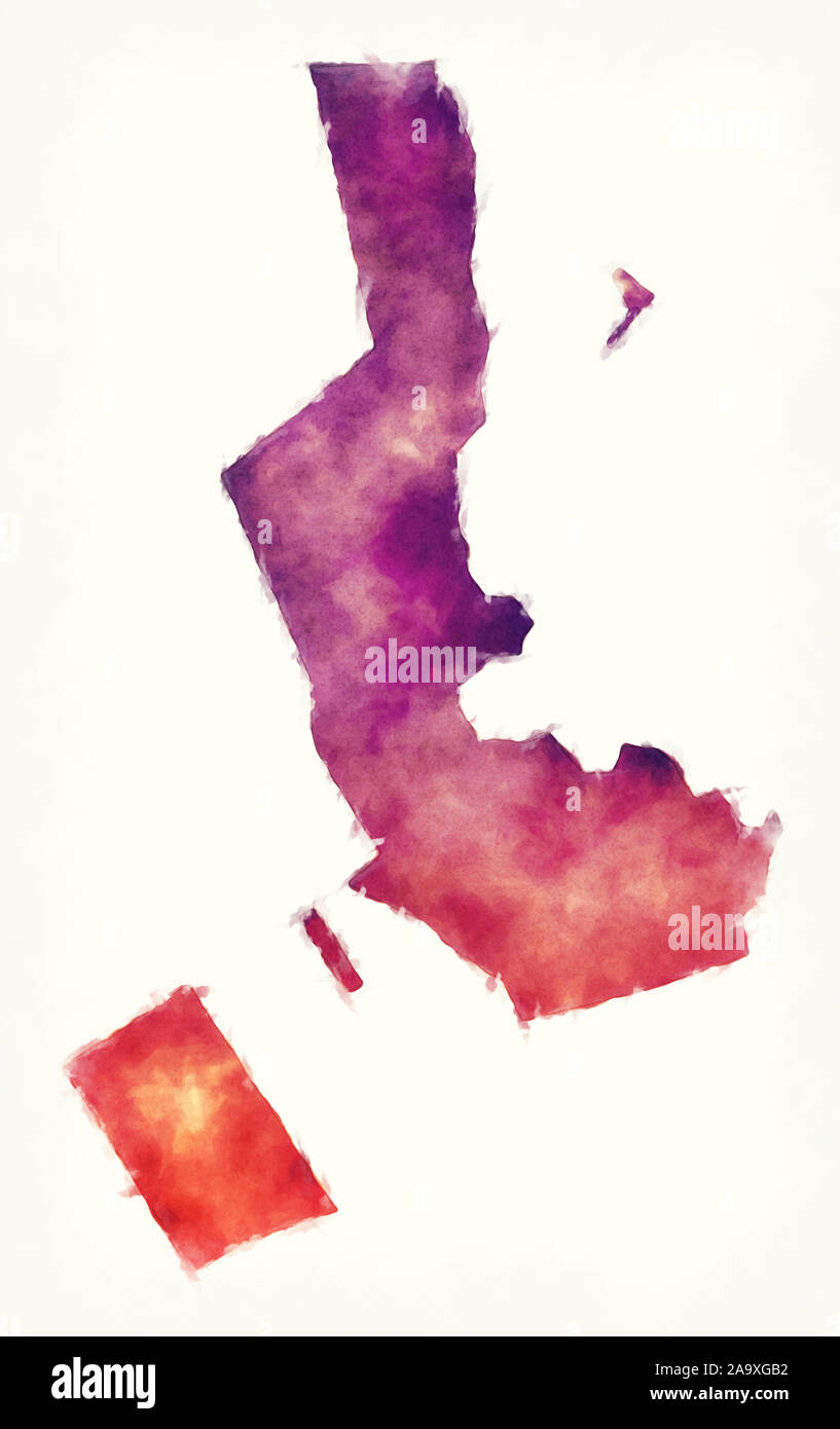 Doha municipality watercolor map of Qatar Stock Photo - Alamy