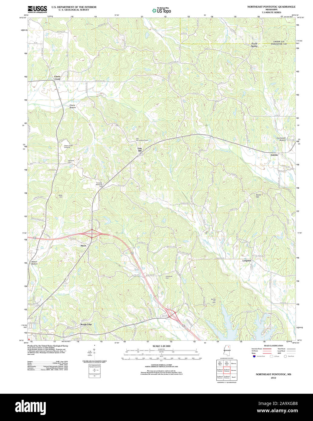 Map of pontotoc mississippi hi-res stock photography and images - Alamy