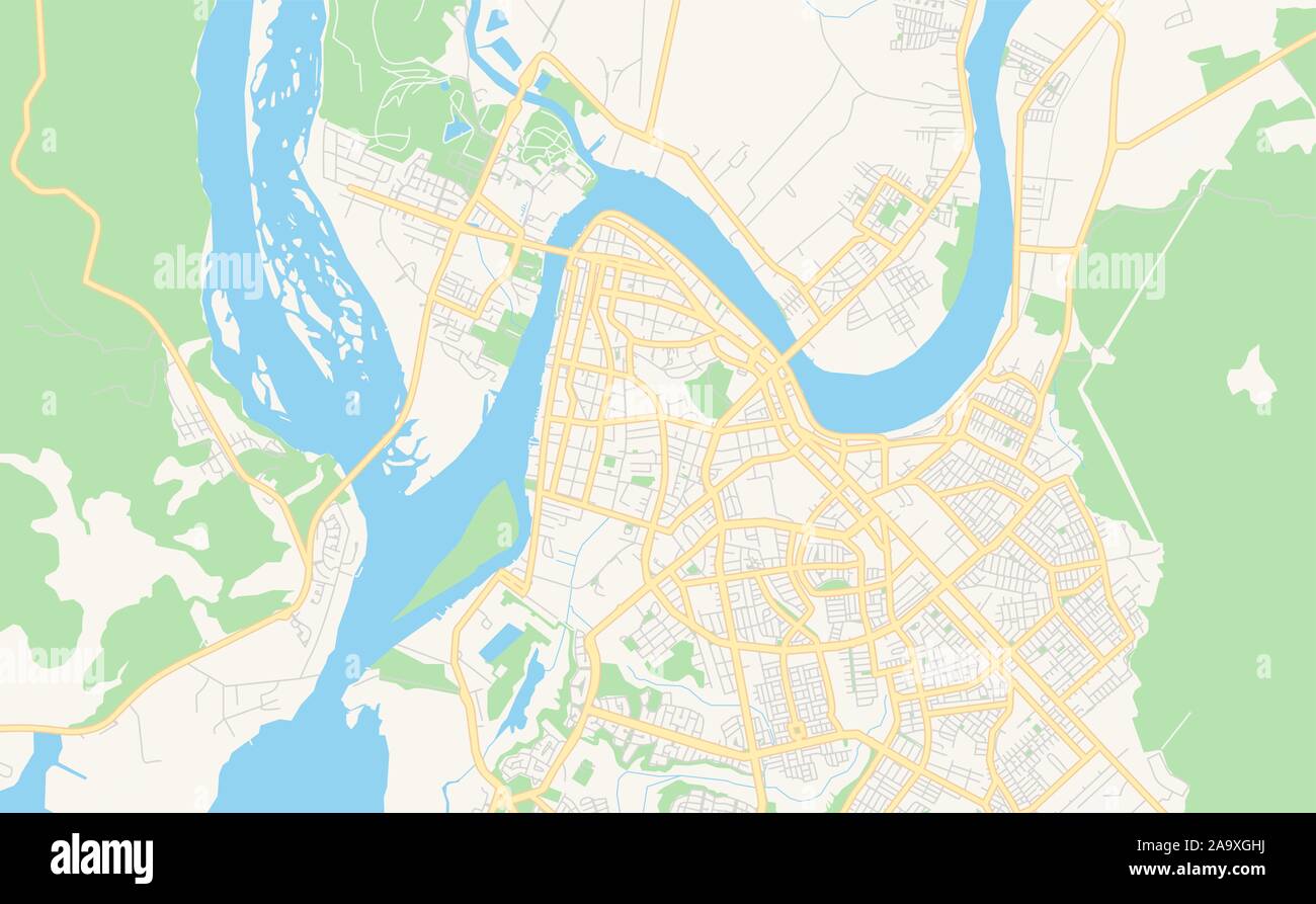 Printable street map of Valdivia, Chile. Map template for business use ...