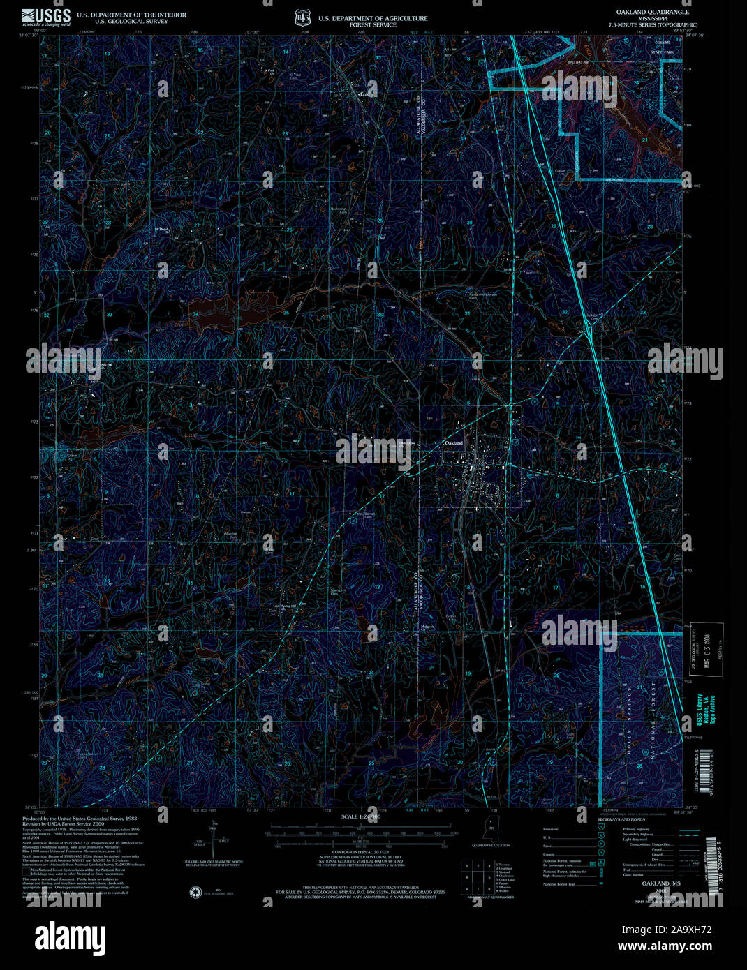 Map of oakland mississippi hi-res stock photography and images - Alamy