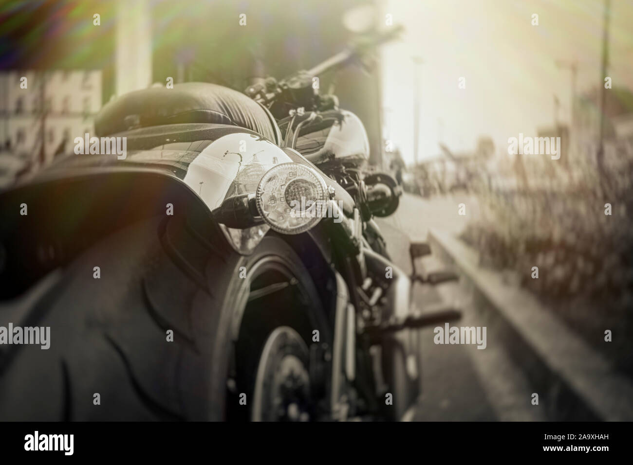 Rear view riding motorcycle hi-res stock photography and images - Alamy