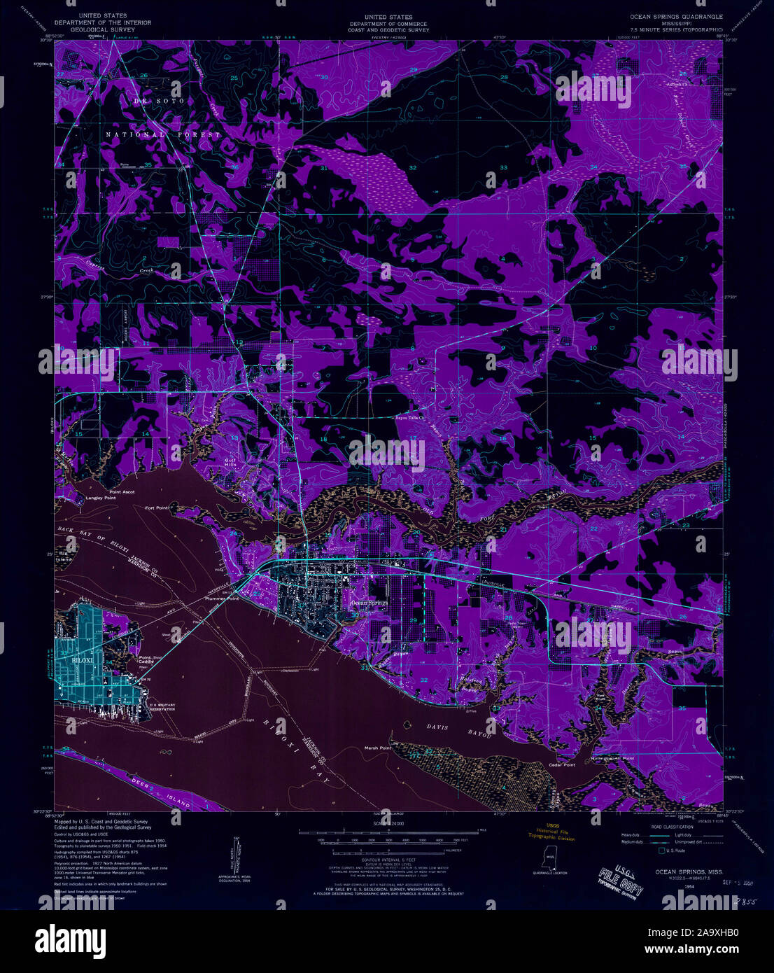 Map of ocean springs hi-res stock photography and images - Alamy