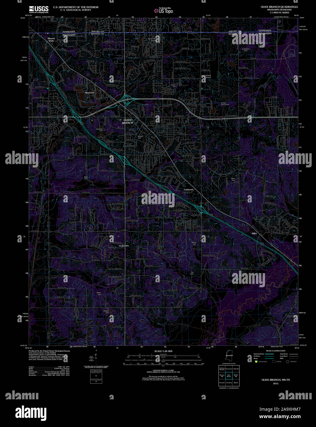 Olive branch mississippi map hi-res stock photography and images - Alamy