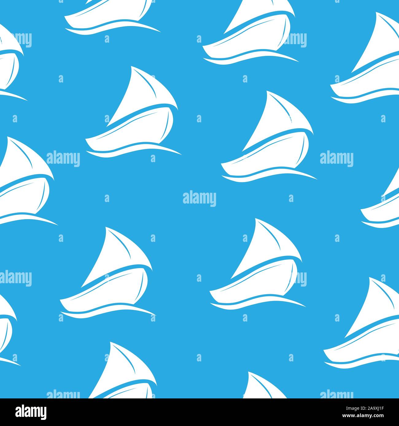 Seamless marine background with yacht under sail. Solution for textiles ...