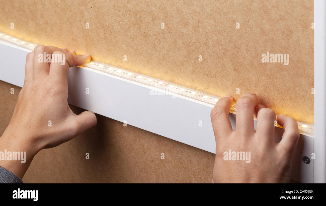 diode lighting installation,installation of LED strip warm spectrum ...