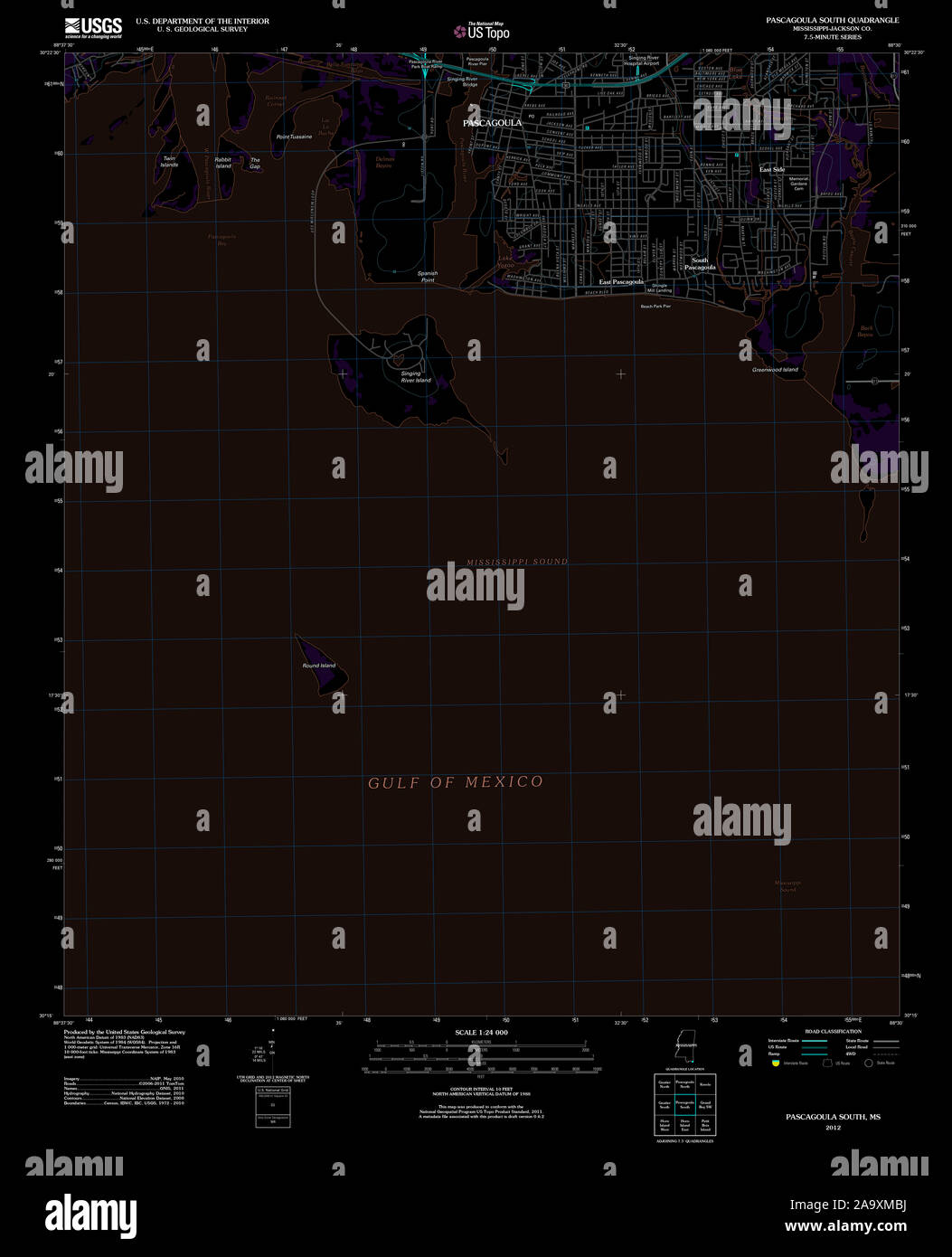 Map of pascagoula mississippi hi-res stock photography and images - Alamy