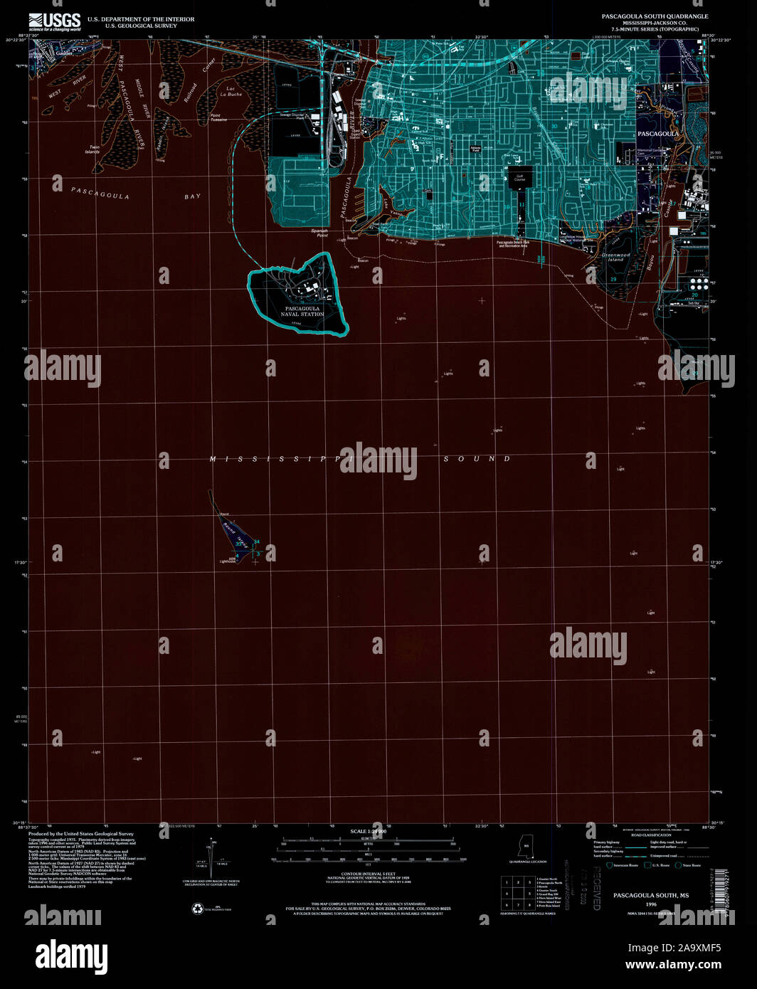 Pascagoula mississippi map hi-res stock photography and images - Alamy