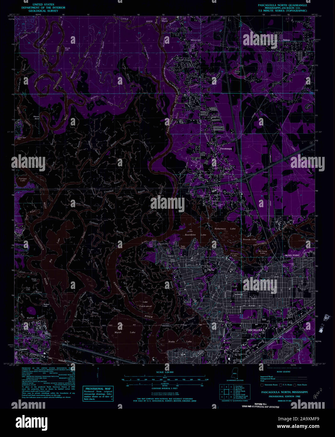 Pascagoula mississippi map hi-res stock photography and images - Alamy