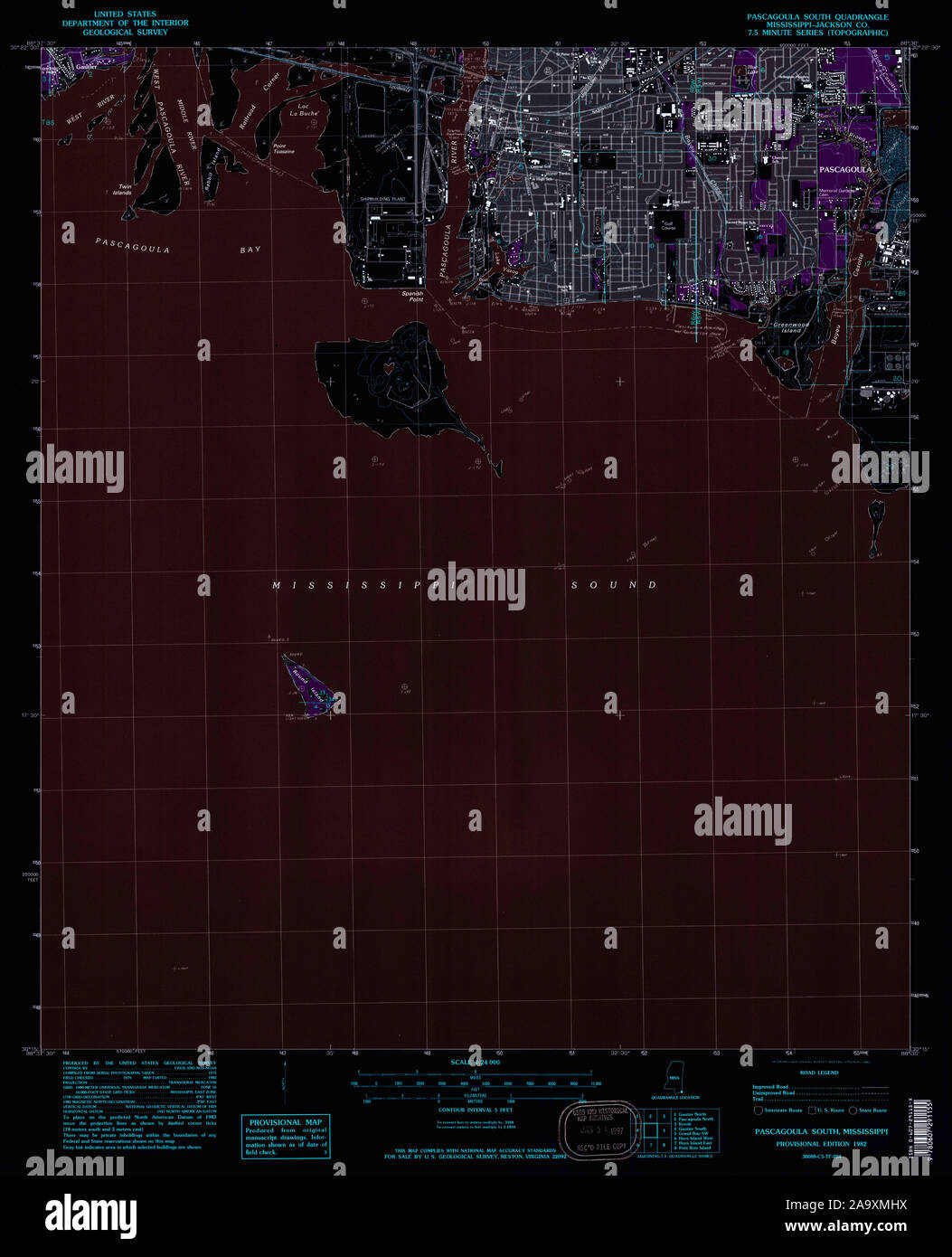 Map of pascagoula mississippi hi-res stock photography and images - Alamy