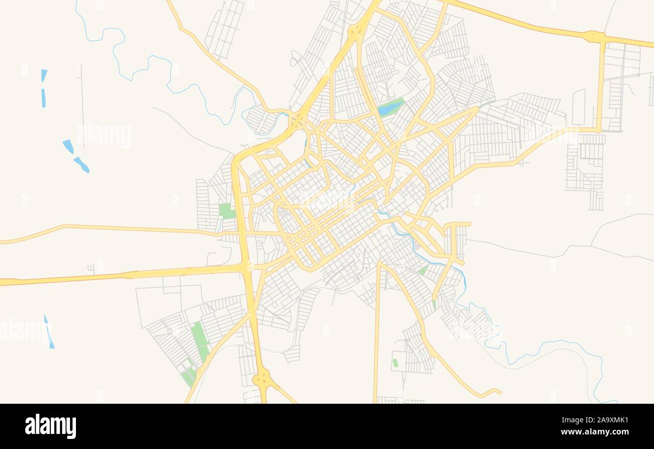 Printable street map of Jau, Brazil. Map template for business use ...