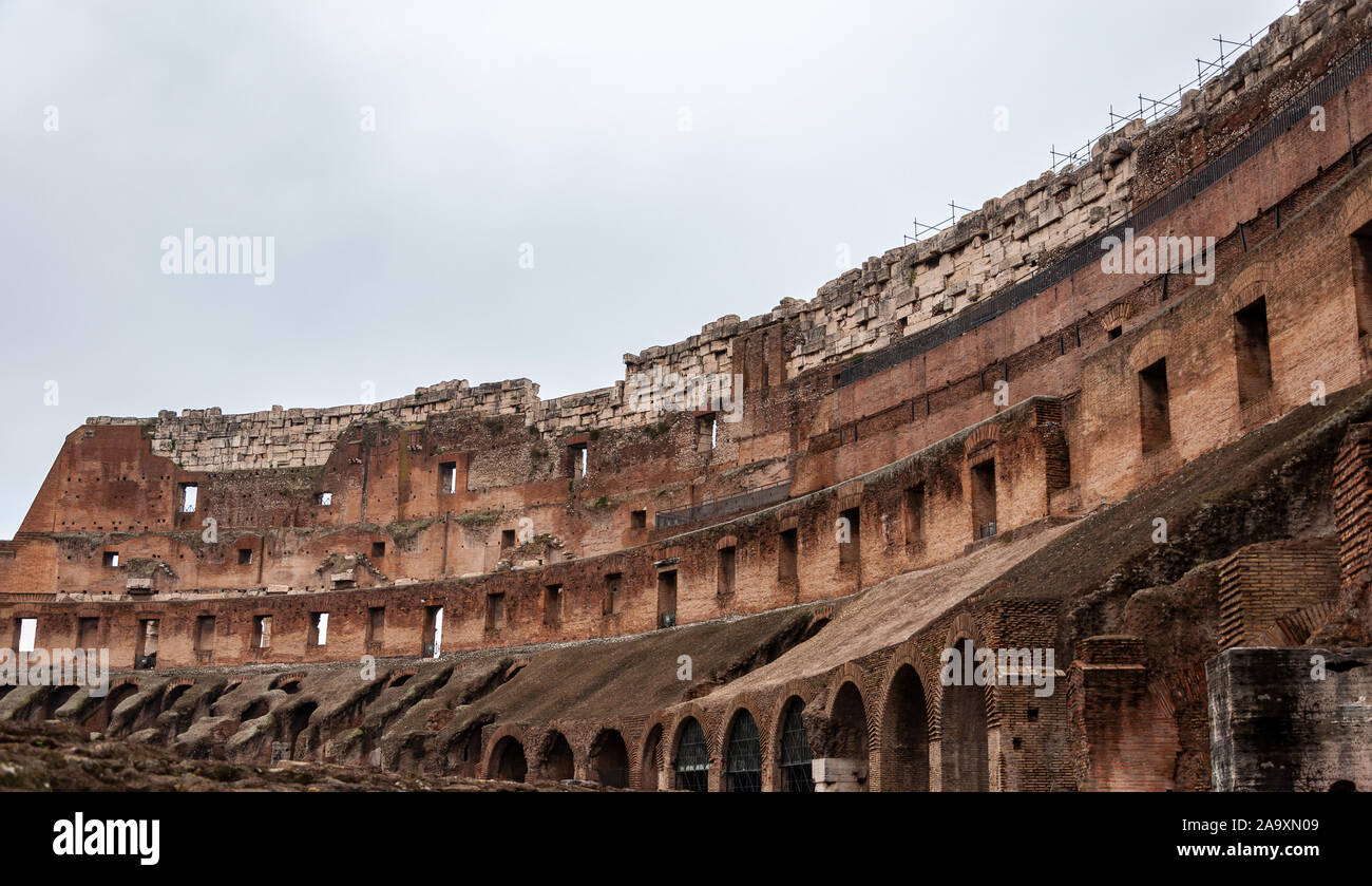 Rome Italy. Interior of the Colosseum, famous for its shows with ...
