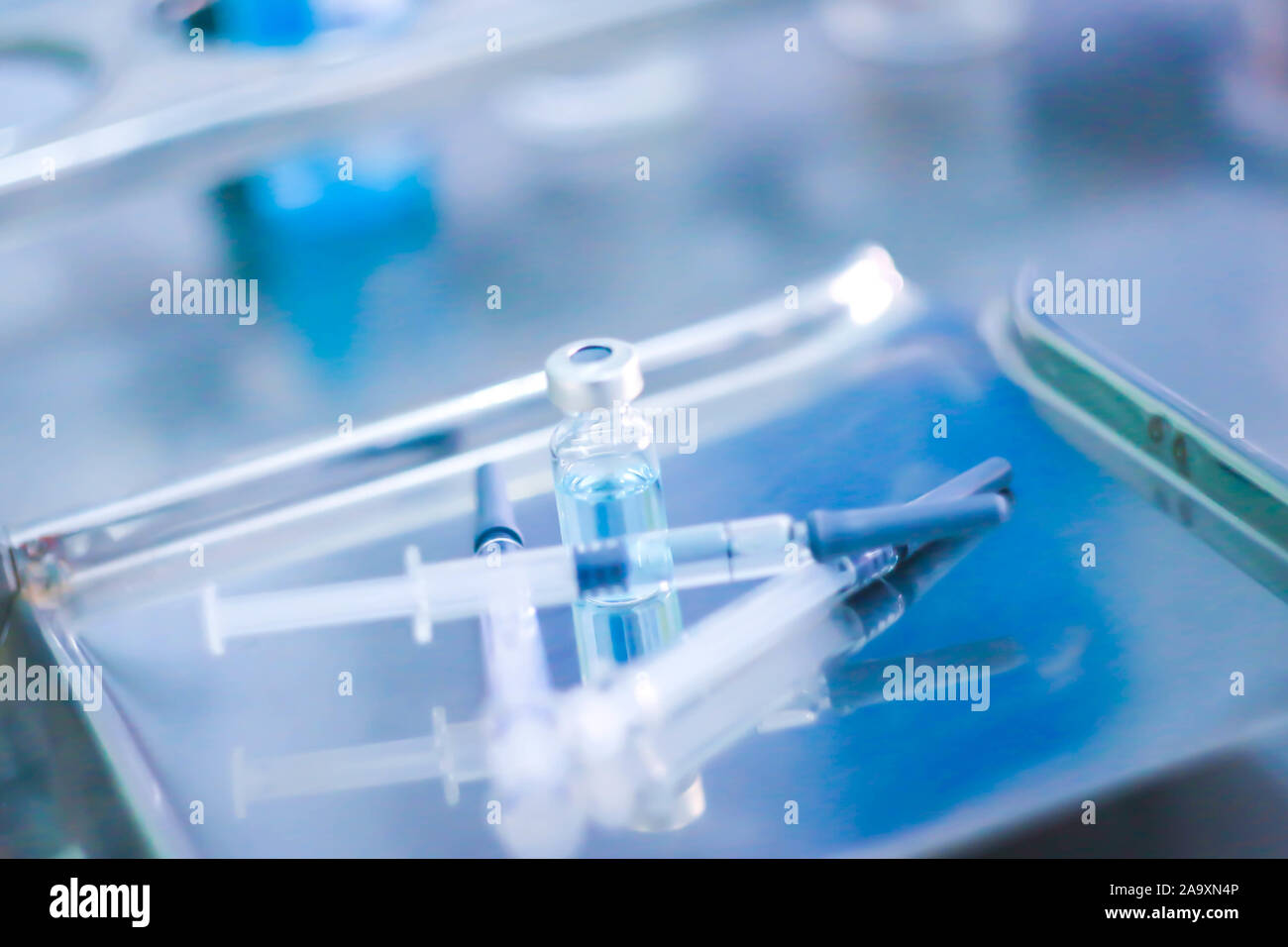 Vaccine vial dose flu shot drug needle syringe,medical concept ...