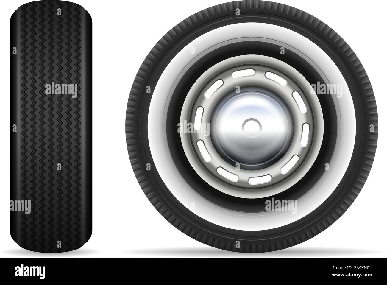 Vintage car tires isolated on white background vector illustration ...