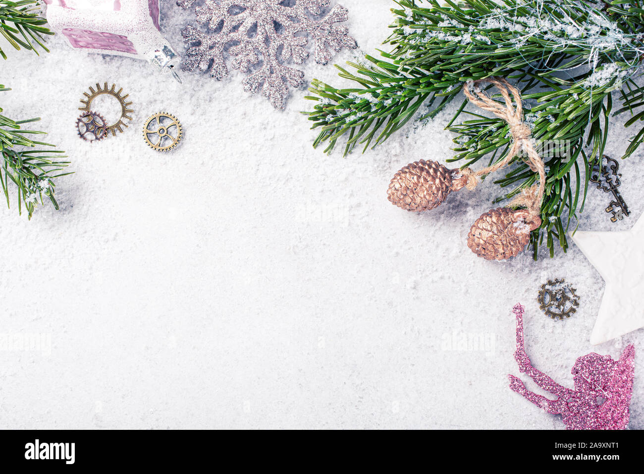 Festive background with wooden christmas tree Stock Photo - Alamy