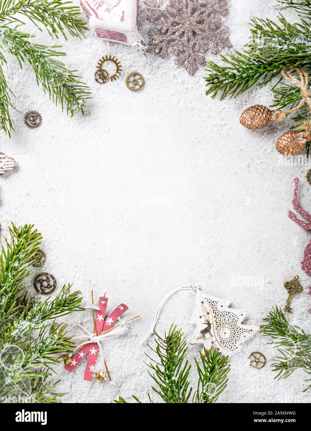 Festive background with wooden christmas tree Stock Photo - Alamy
