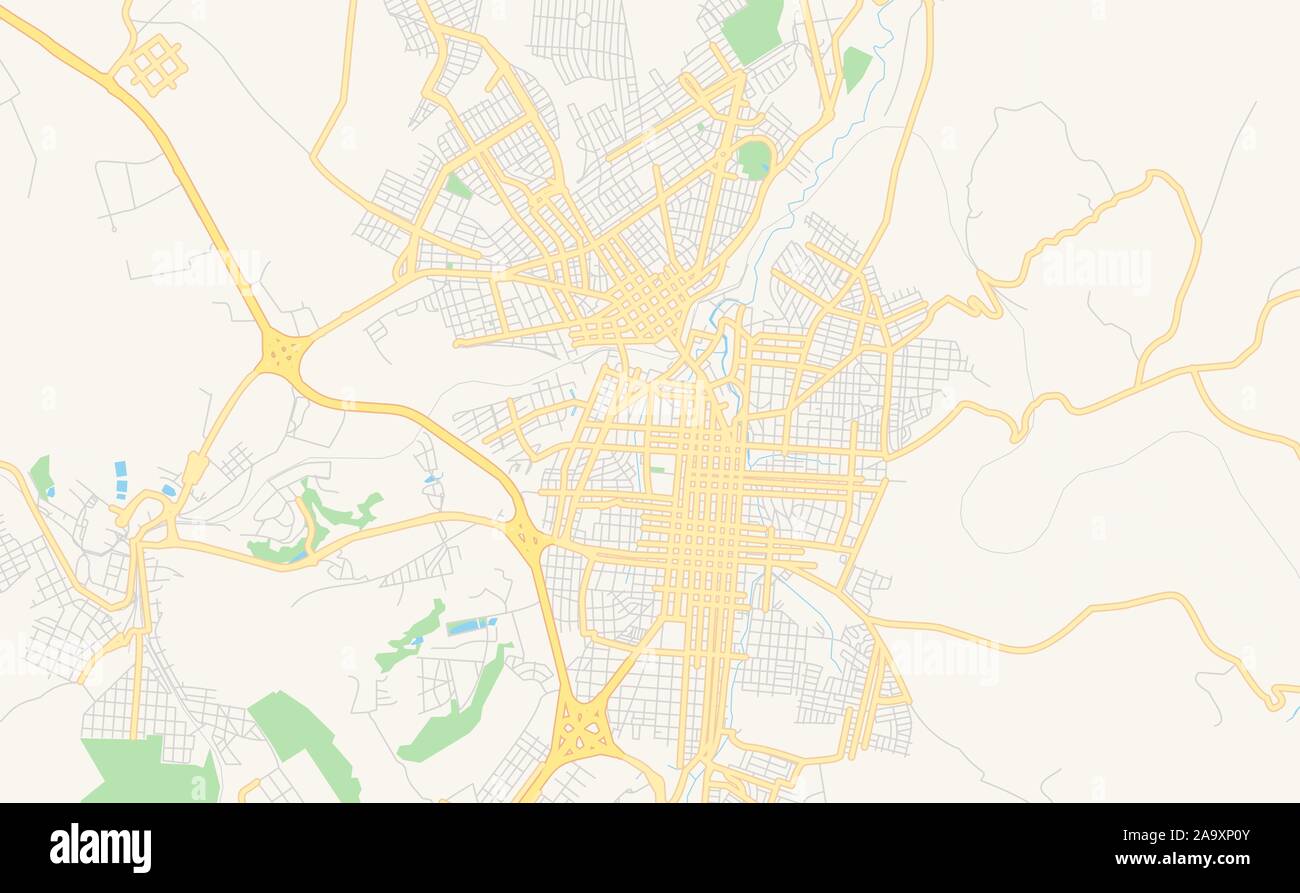 Printable street map of Botucatu, Brazil. Map template for business use ...