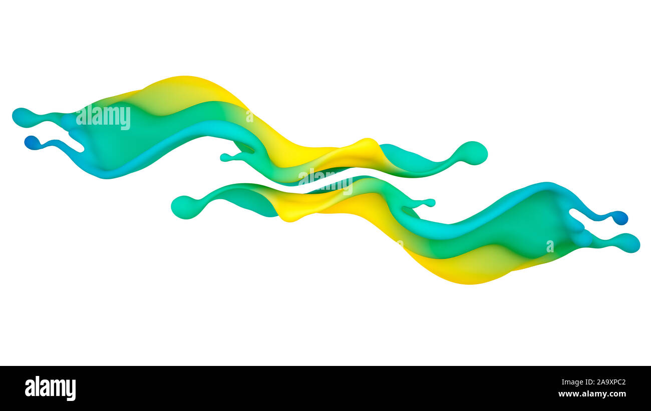 Beautiful multi-color splash of liquid . 3D illustration, 3D ...