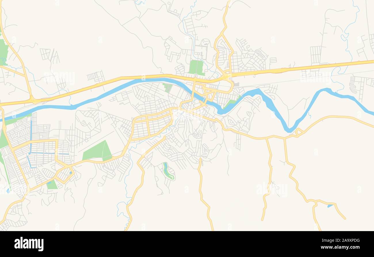 Printable street map of Resende, Brazil. Map template for business use ...