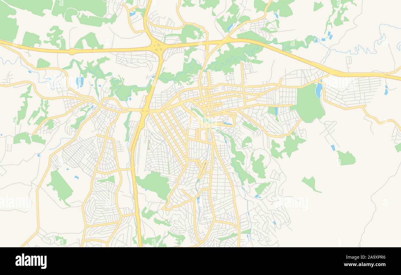 Printable street map of Atibaia, Brazil. Map template for business use ...