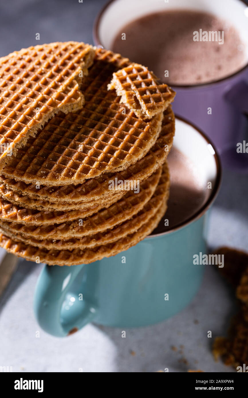 Traditional dutch cookies syrupwaffles Stock Photo - Alamy