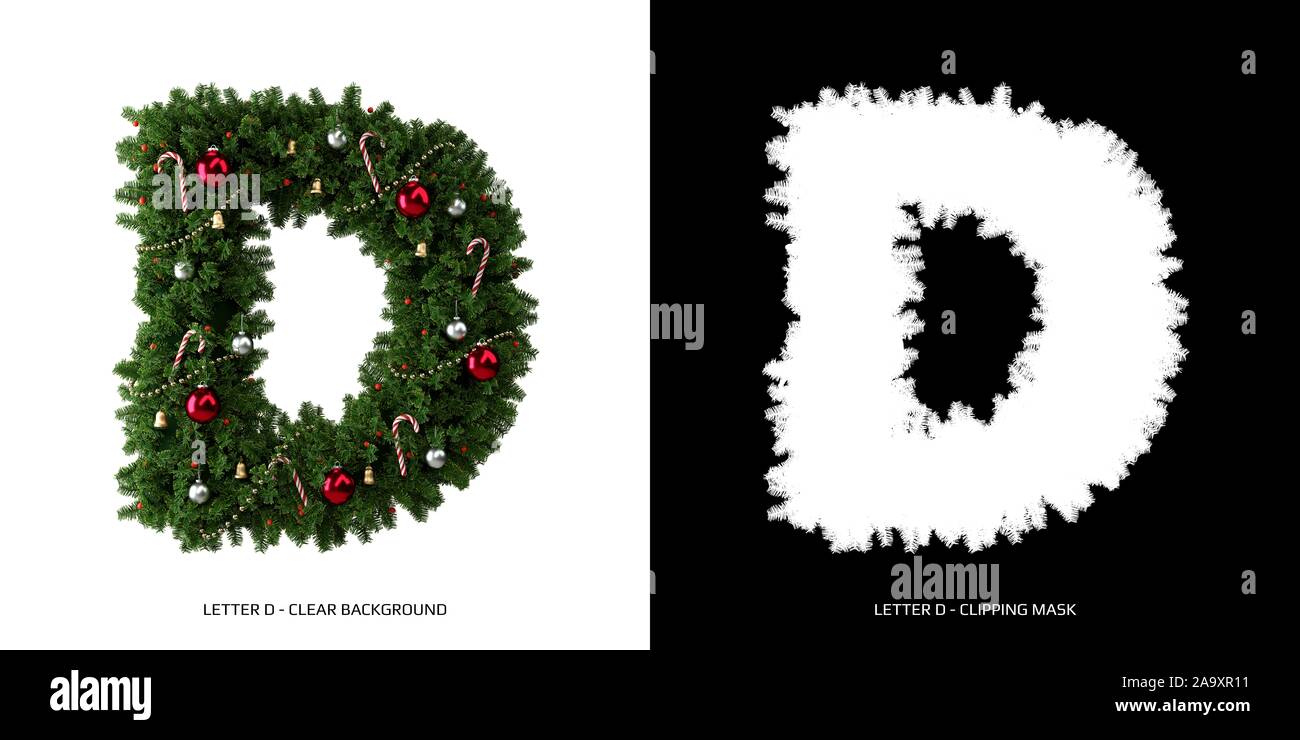 Christmas letter D. Christmas typography Stock Photo - Alamy