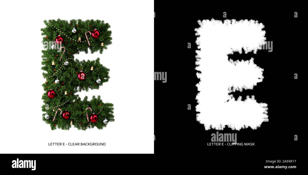 Christmas letter E. Christmas typography Stock Photo - Alamy