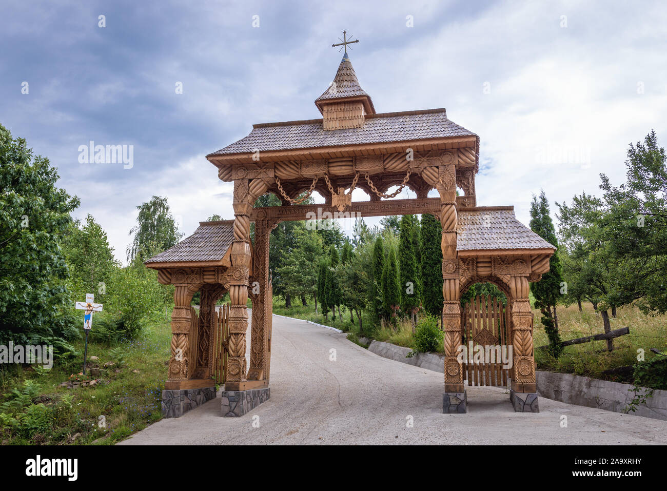 Entry gate of Monastery of Holy Trinity near Huta-Certeze village ...