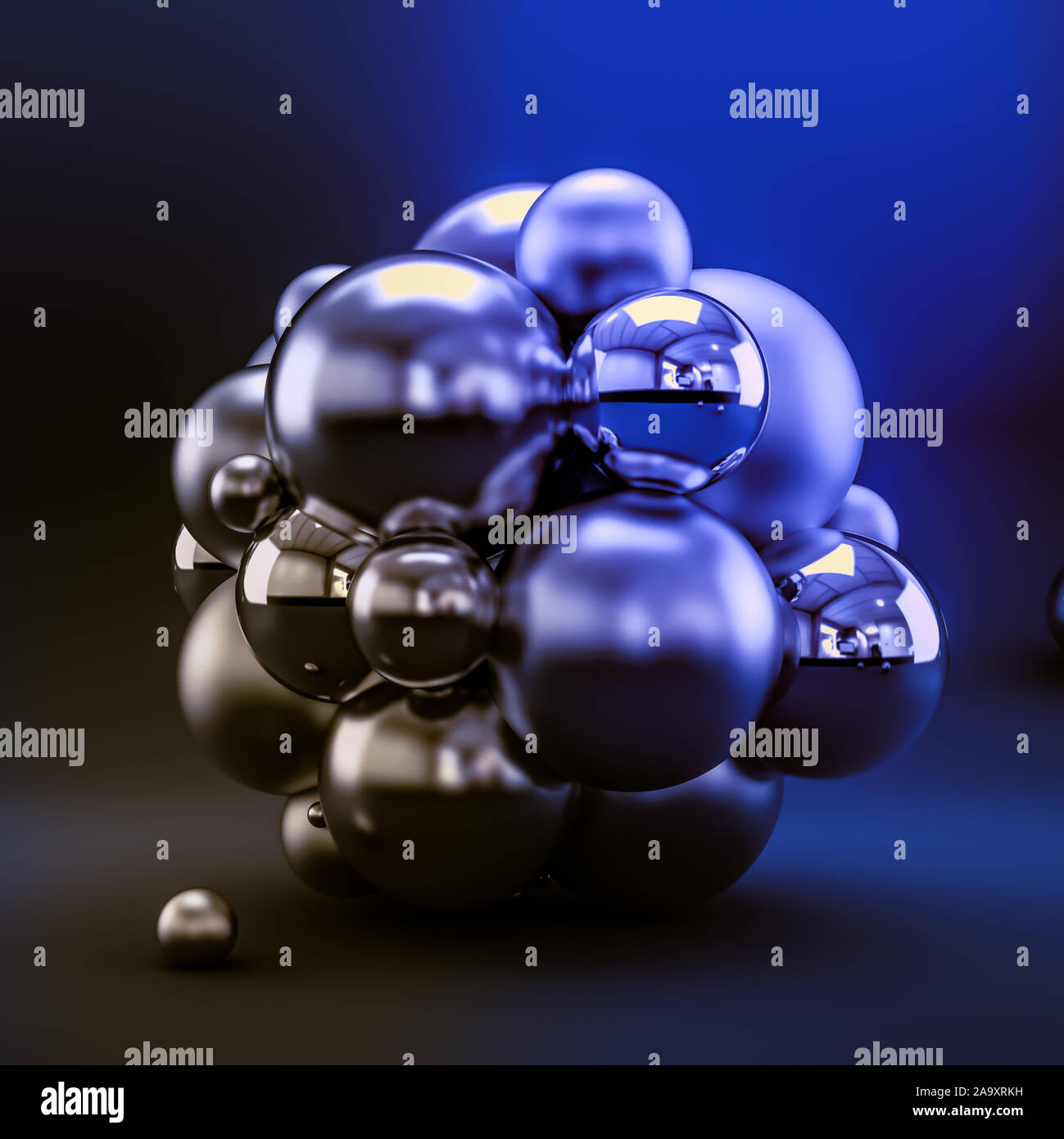 Blue Abstract Background With Balls 3d Rendering 3d Illustration Stock