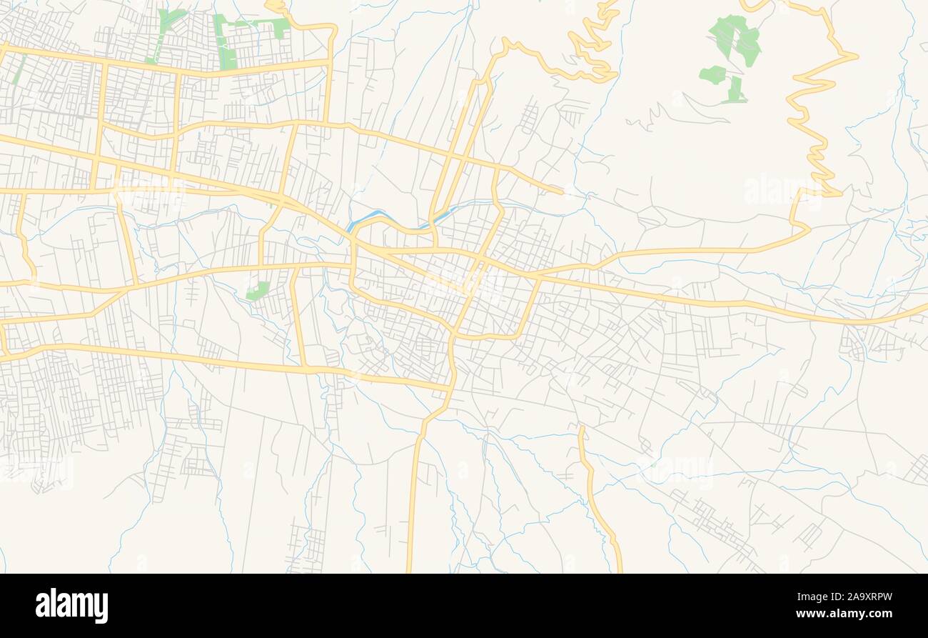 Printable street map of Sacaba, Bolivia. Map template for business use ...