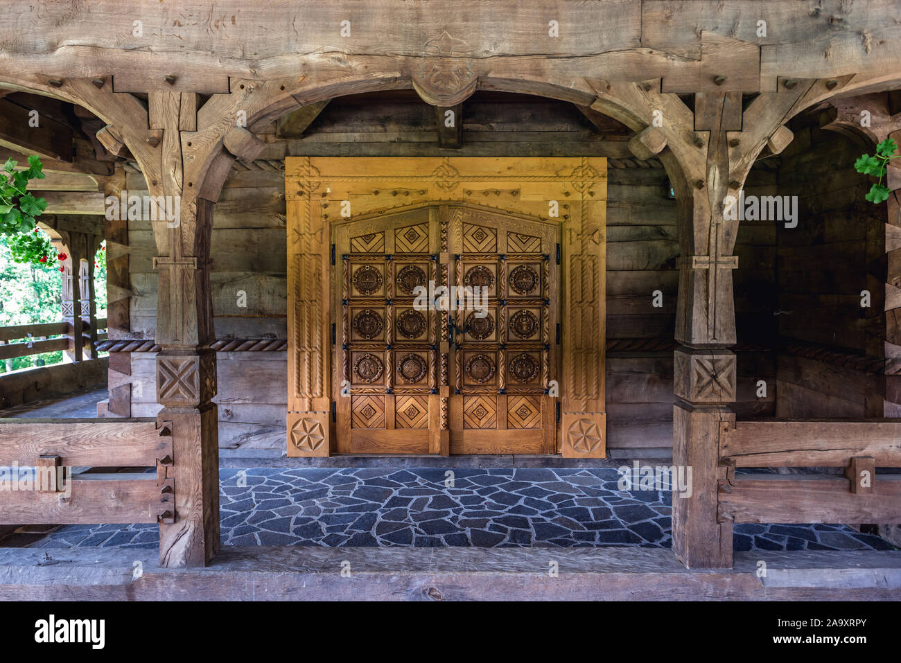 Wooden church in Sapanta-Peri Monastery located in Livada Dendrological ...