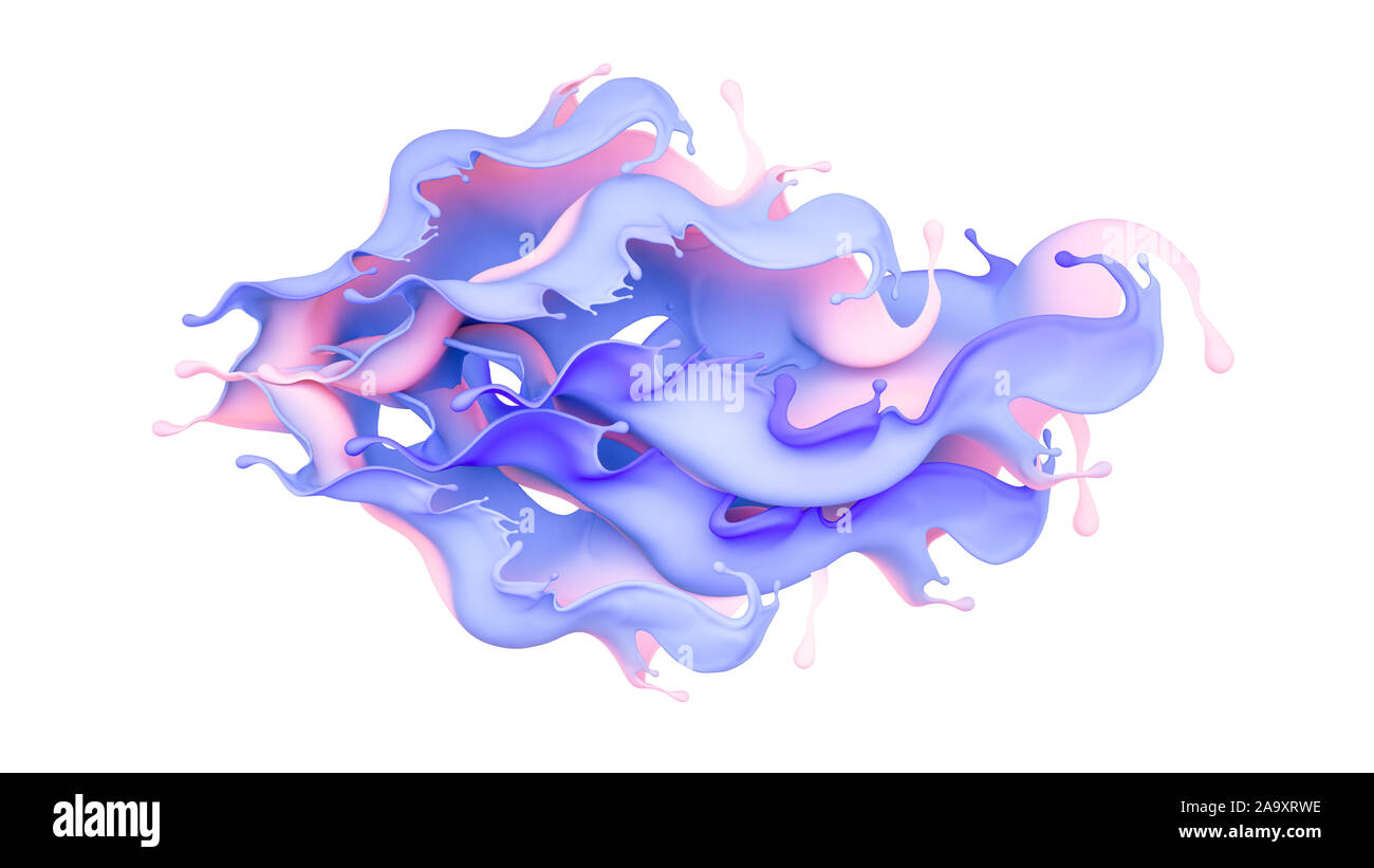 Beautiful multi-color splash of liquid . 3D illustration, 3D ...
