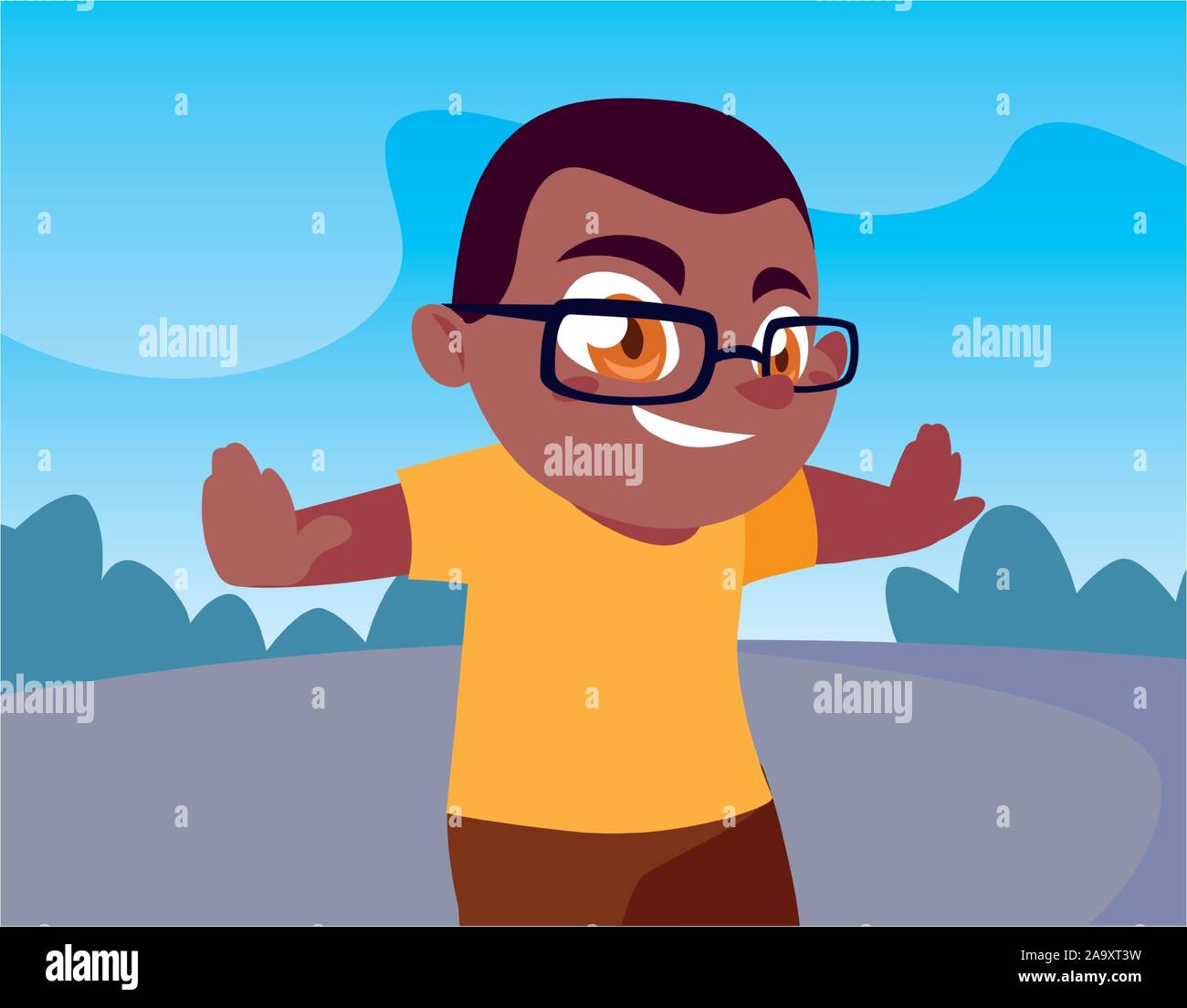 boy smiling and playing outdoors vector illustration design Stock ...