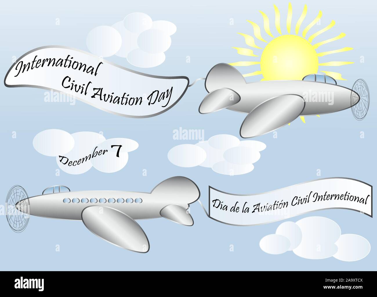 International Civil aviation day, airliner. December seven Stock Vector ...