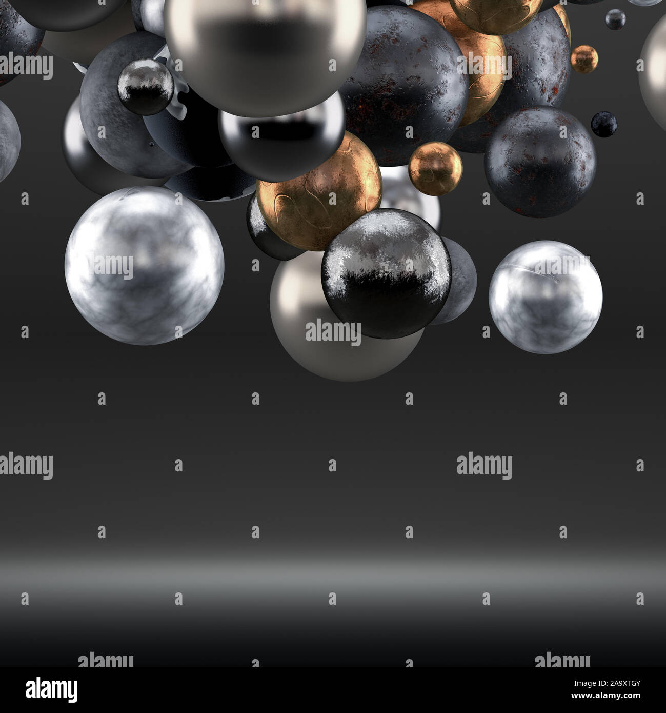 Gray luxury background with geometric shapes from balls. 3d rendering ...