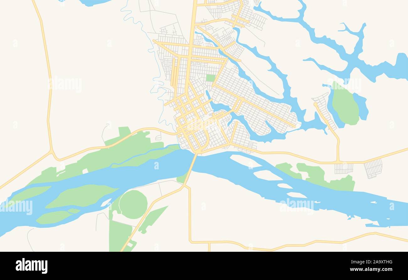 Printable street map of Linhares, Brazil. Map template for business use ...