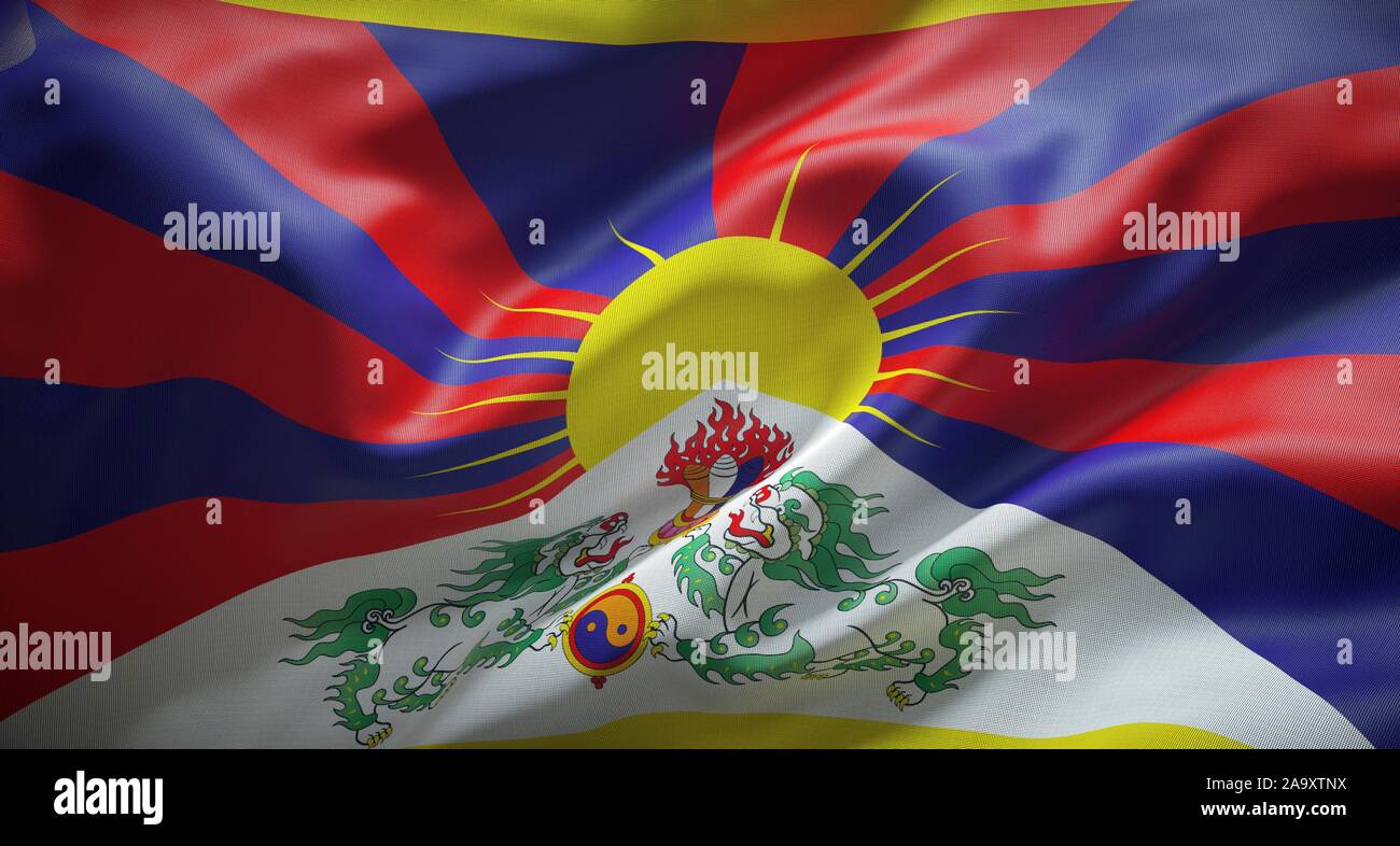 Official Flag of Tibet Stock Photo - Alamy
