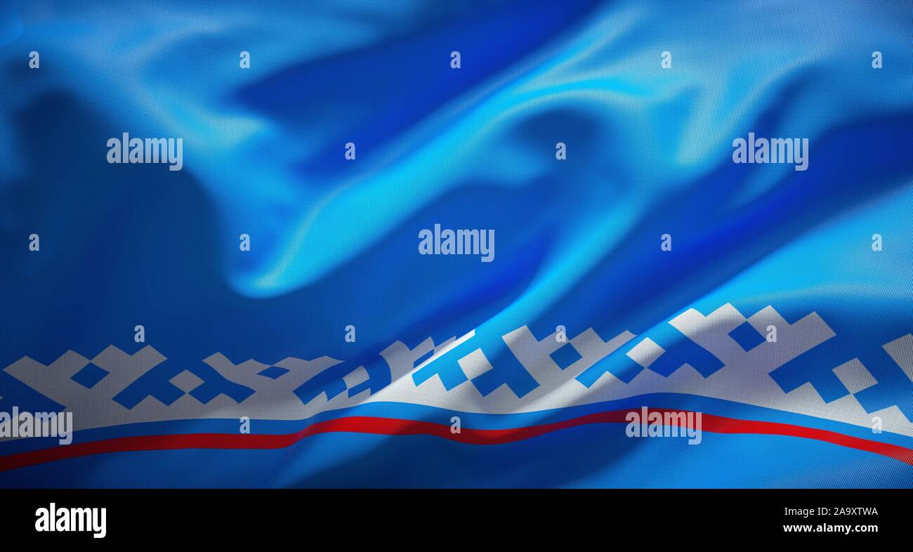Official flag of Autonomous District of Yamalia-Nenetsia, Russia Stock ...